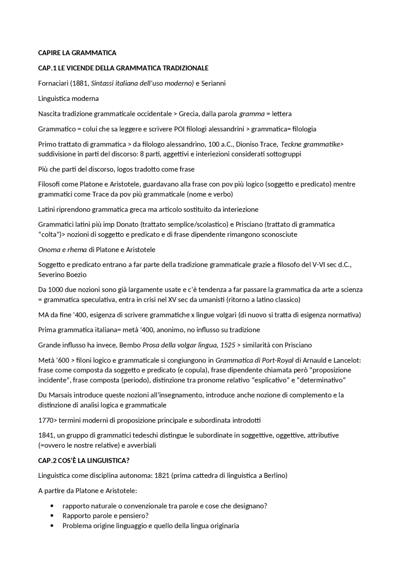 Capire La Grammatica Riassunto Docsity
