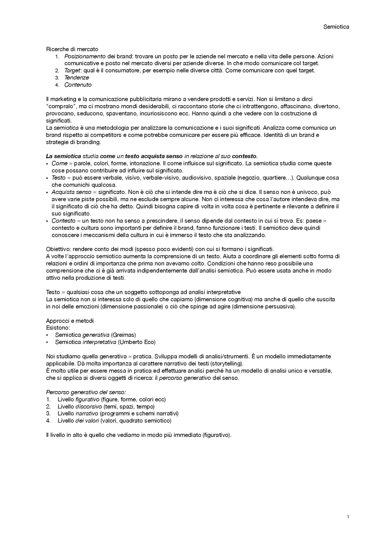 Appunti Di Semiotica Docsity