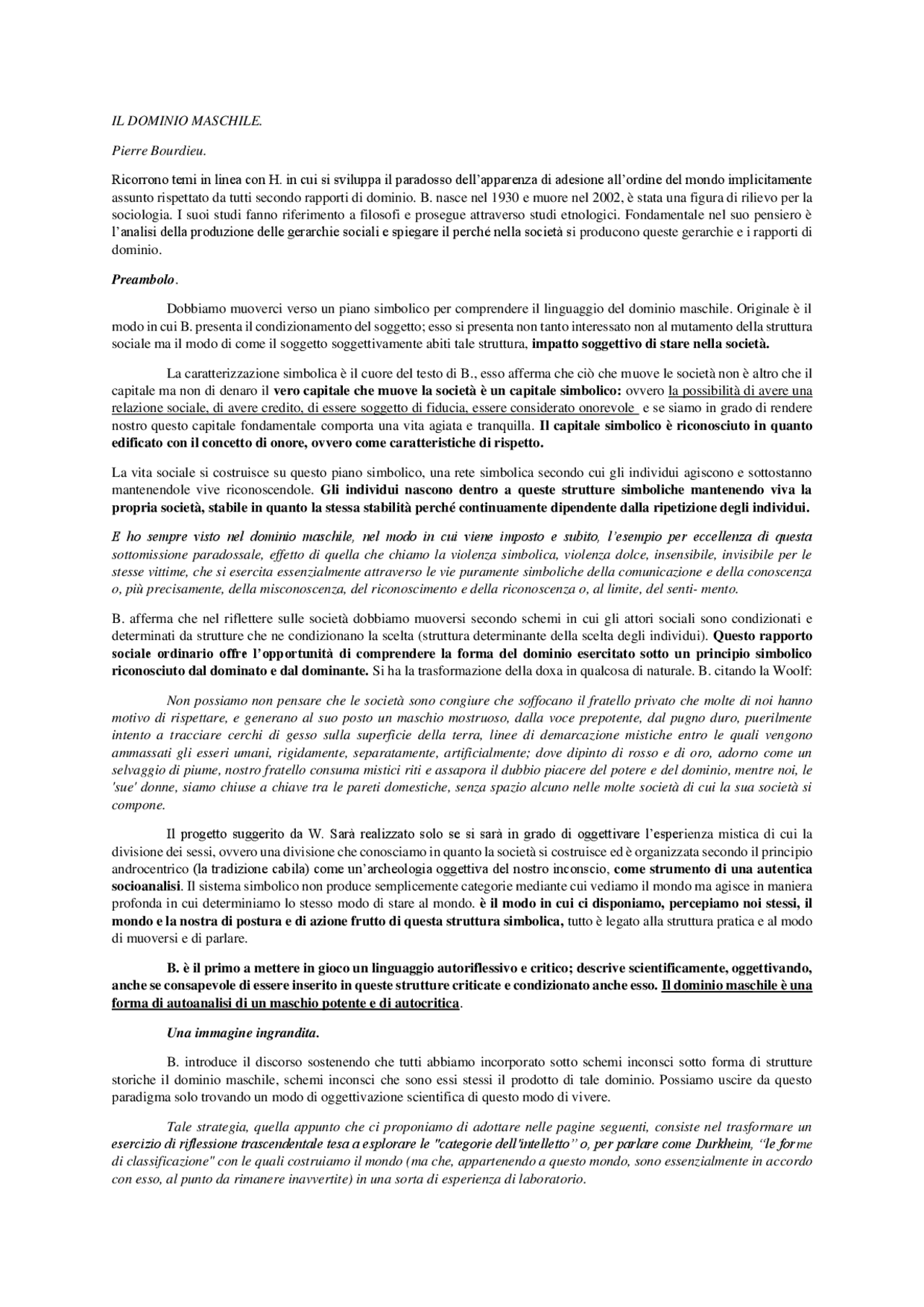 Riassunti Del Libro Dominio Maschile Docsity