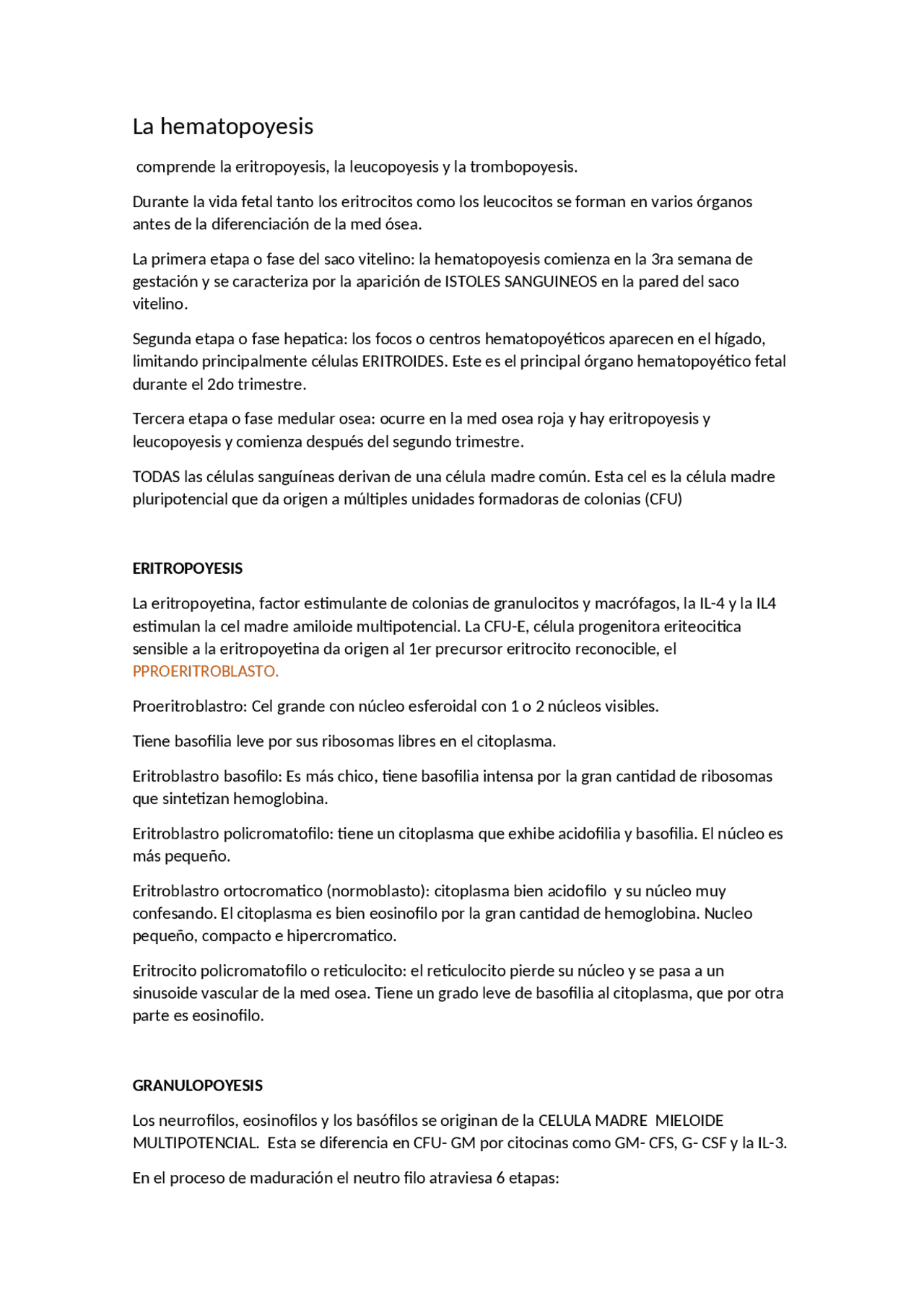Hematopoyesis Ross Histologia Apuntes De Histología Docsity