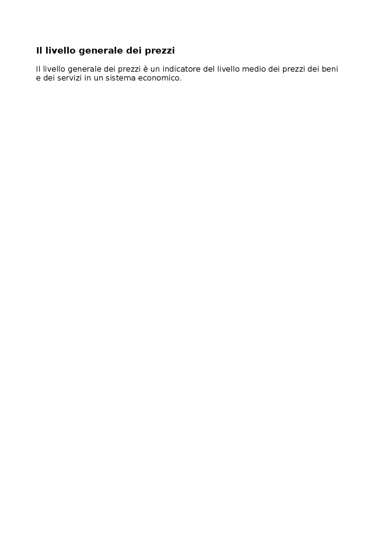 Il Livello Generale Dei Prezzi Docsity