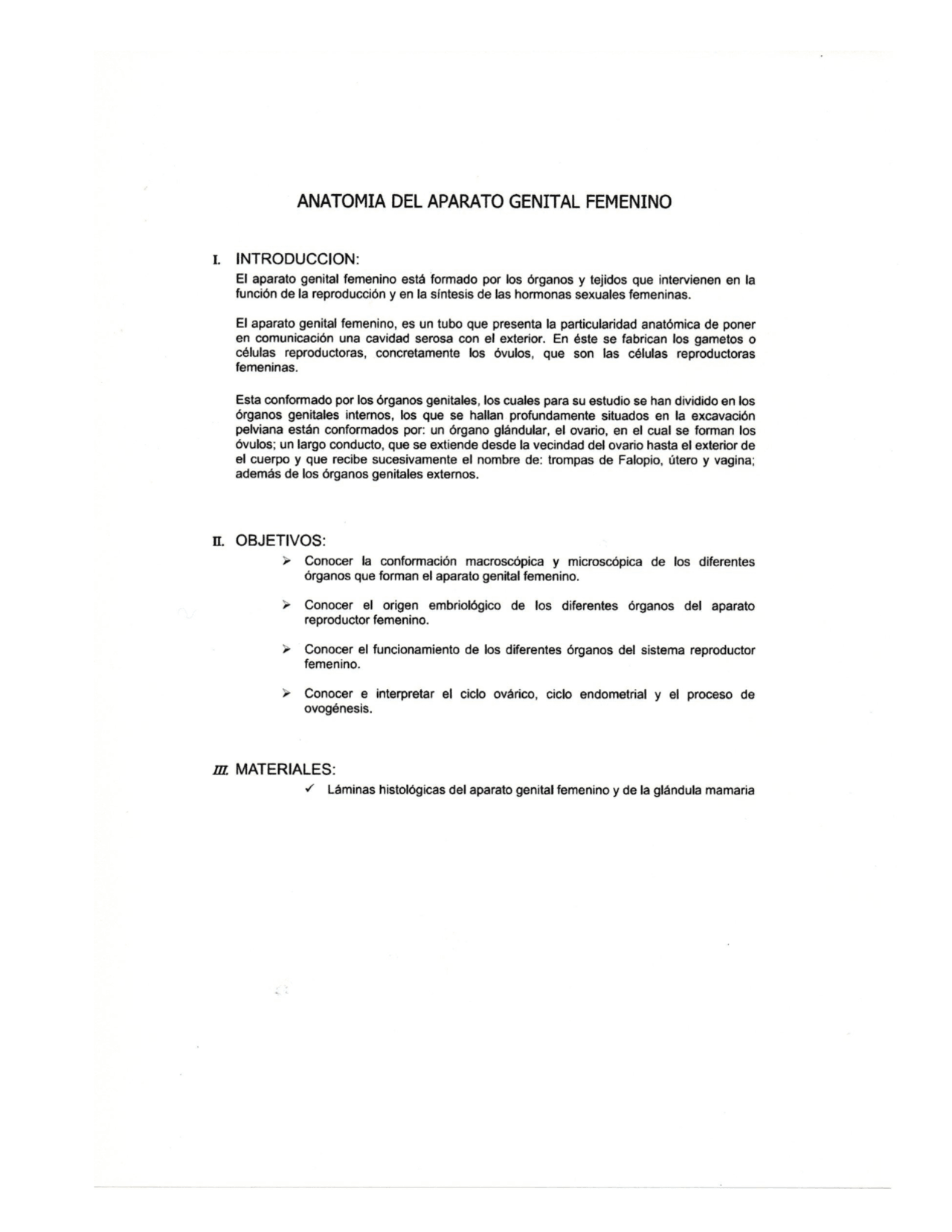 Práctica De Sistema Reproductor Femenino Apuntes De Anatomía Docsity
