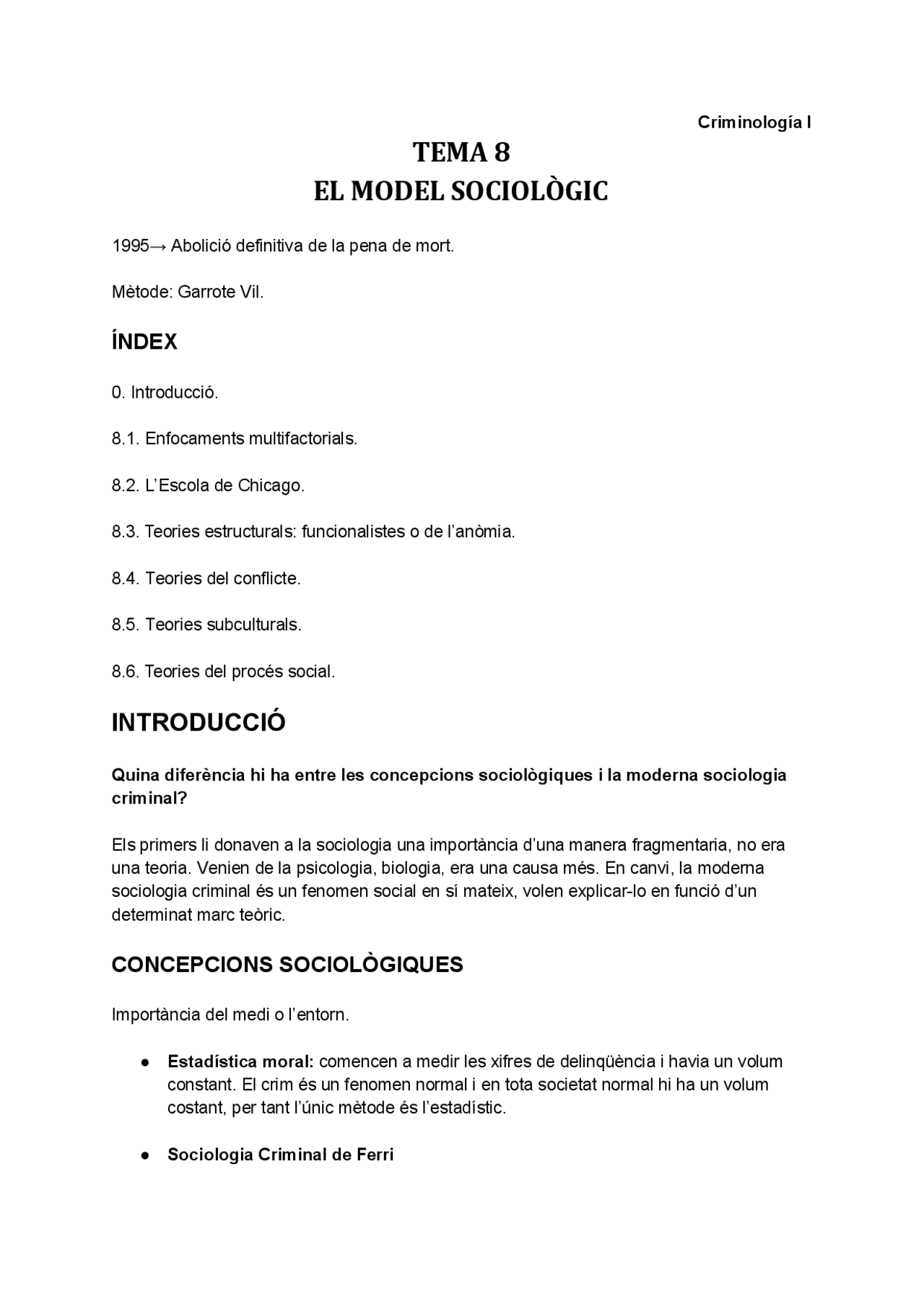 Tema 8 Criminología I Docsity