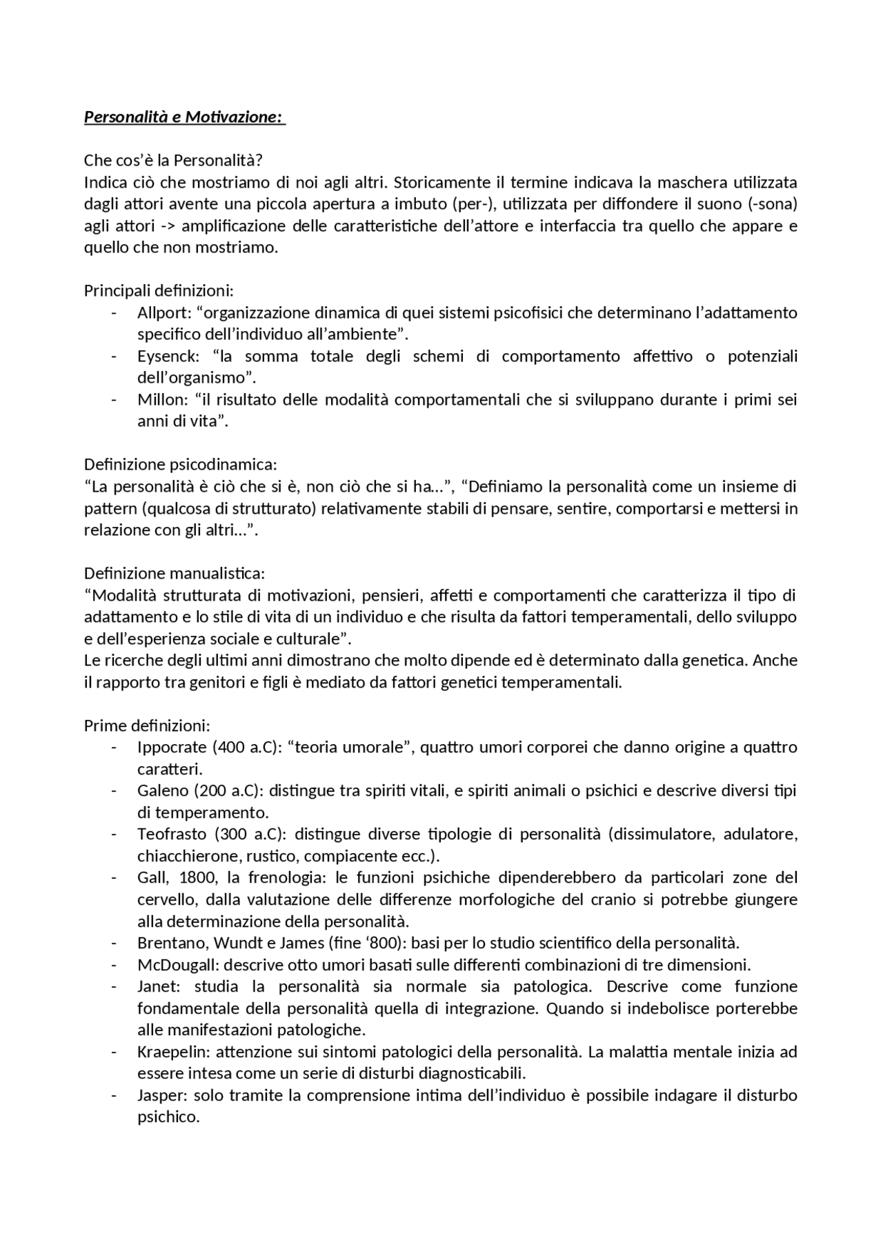 Personalità E Motivazione Docsity