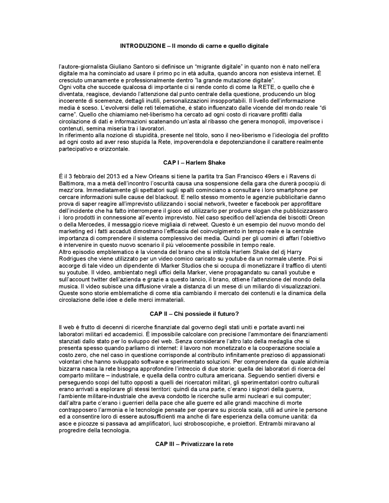 Riassunto Cervelli Sconnessi Docsity
