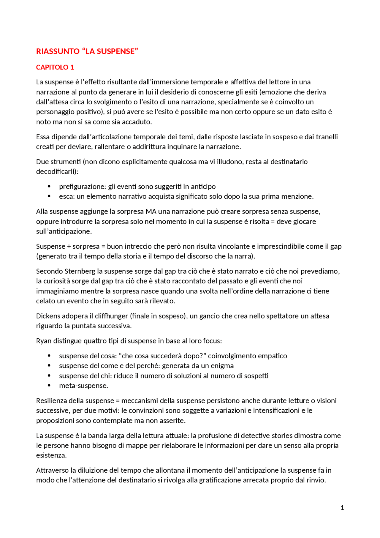 Riassunto La Suspense Sintesi Del Corso Di Semiotica Docsity