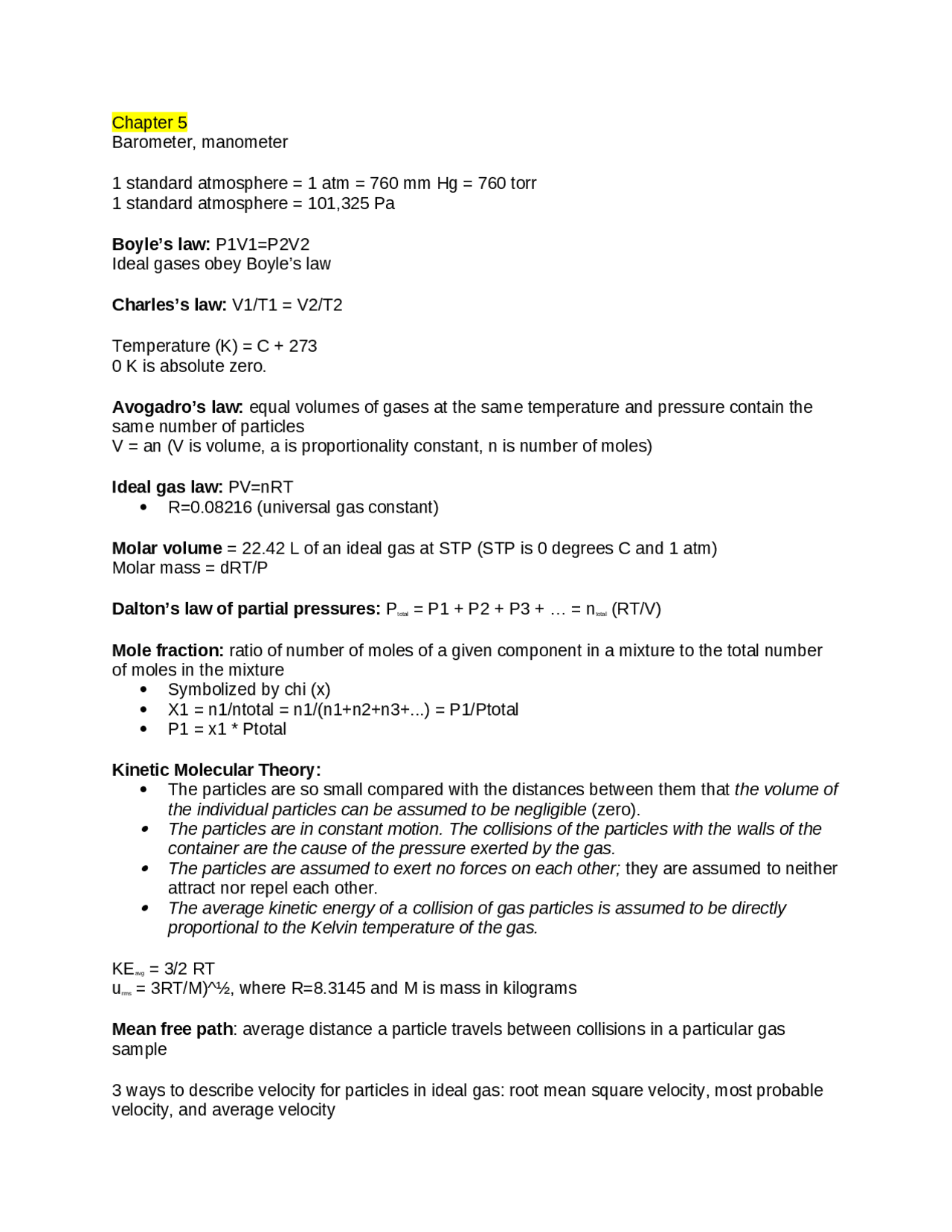 CHEMISTRY 101 notes at UPenn - Docsity