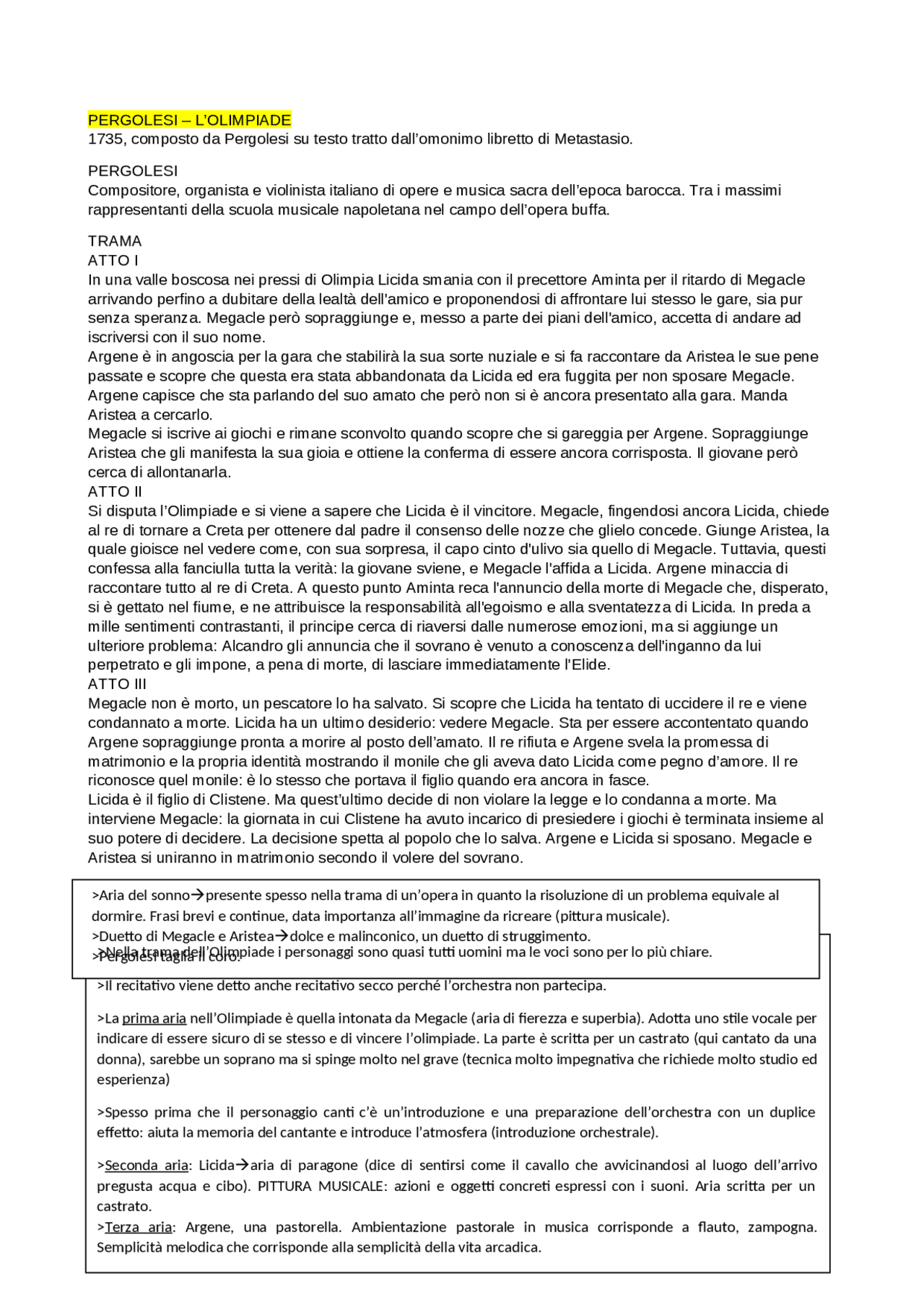 Storia del melodramma opere principali - Docsity