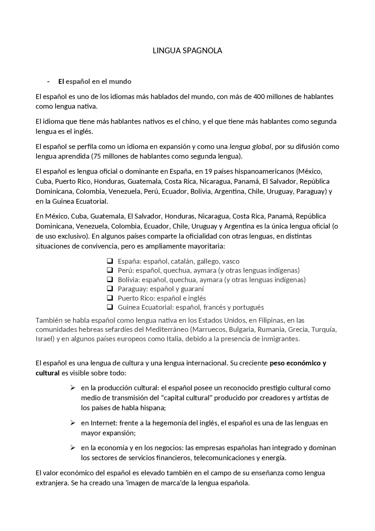 Appunti Lingua Spagnola 1 Docsity