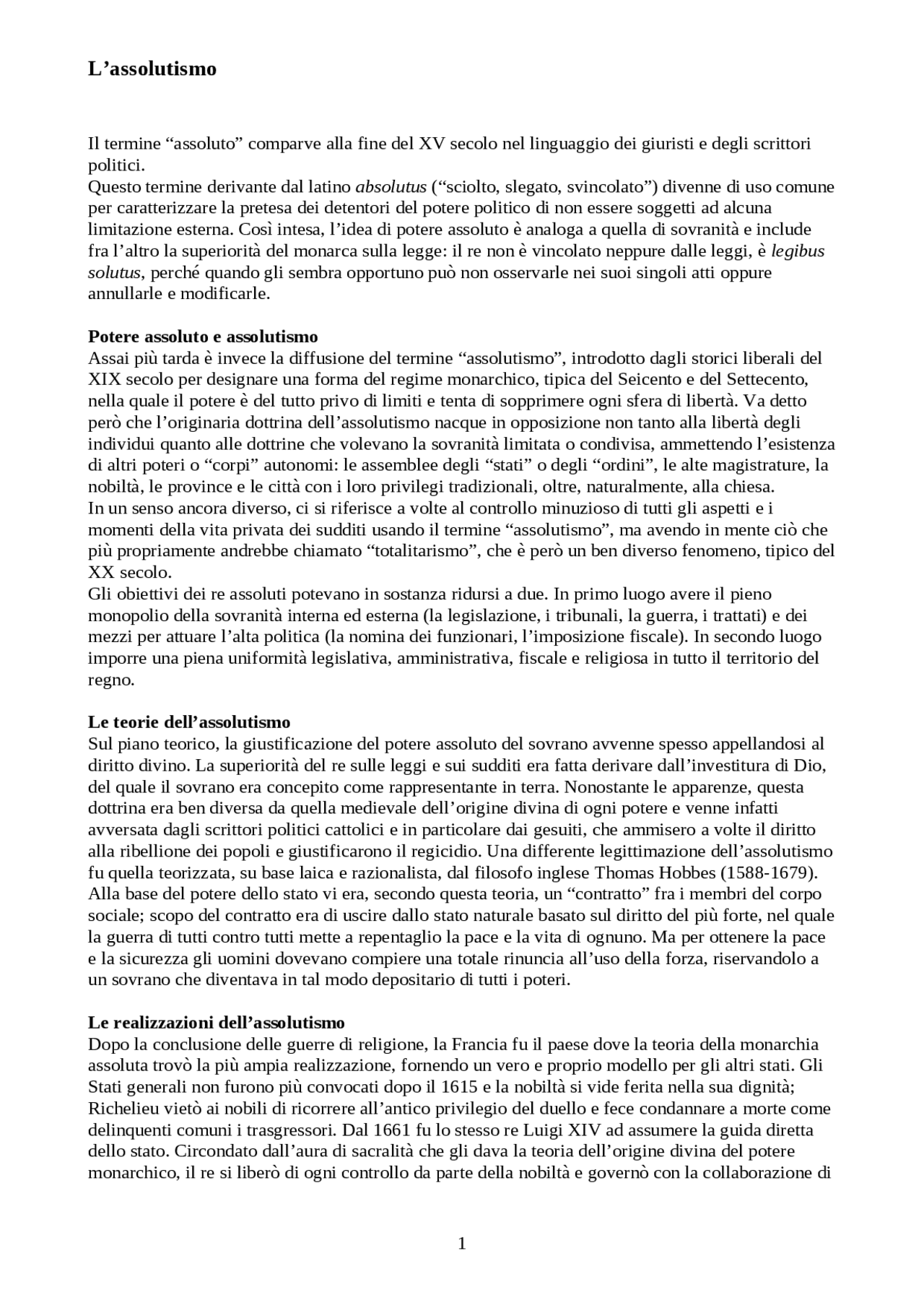 Assolutismo Francese Xx7 Docsity