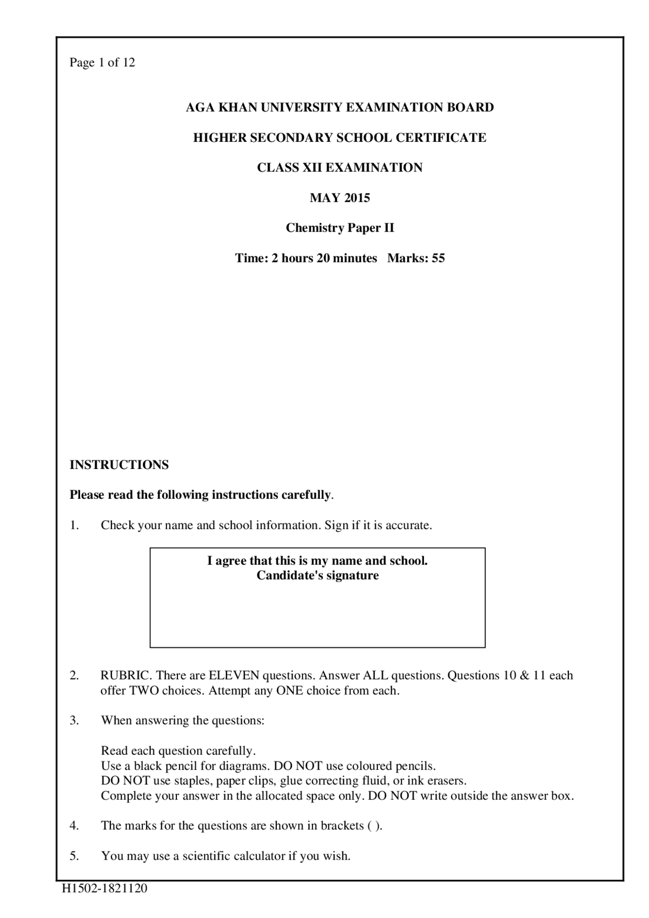 akueb chemistry past papers | Exams Chemistry | Docsity
