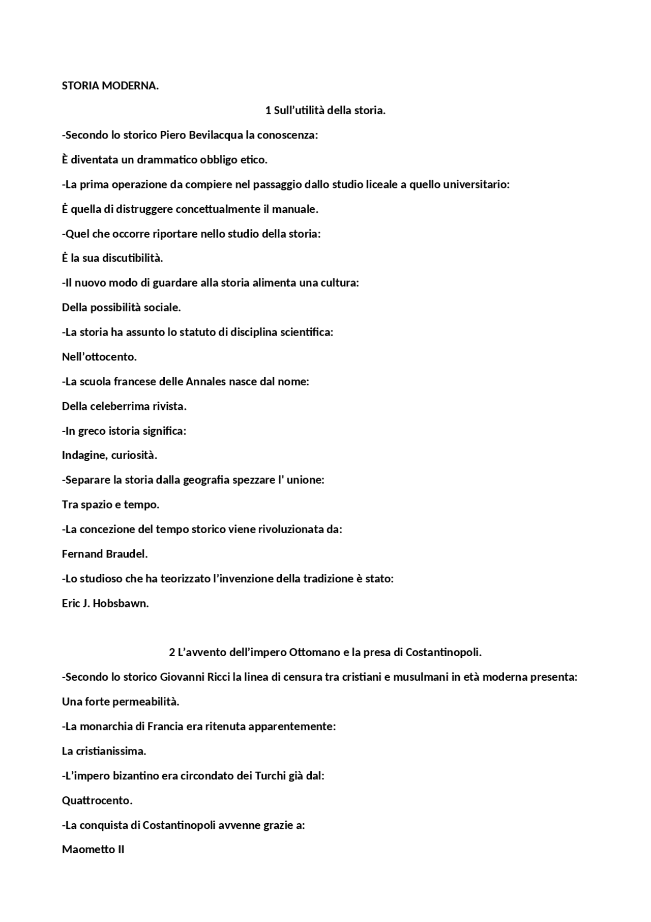 Storia Moderna Pegaso L 19 Prove Desame Di Storia Moderna Docsity