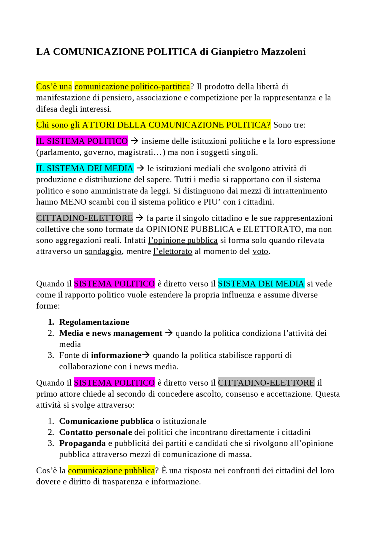 Riassunto La Comunicazione Pubblica Giancarlo Mazzoleni Docsity