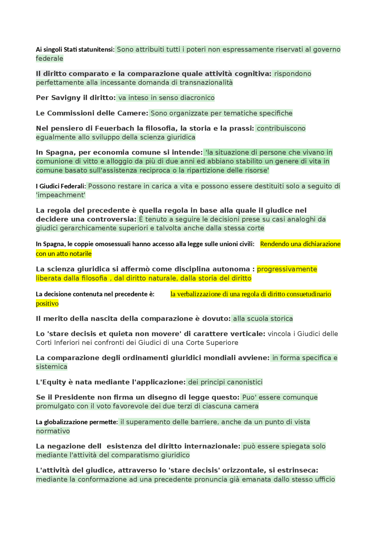 Diritto Privato Comparato Docsity