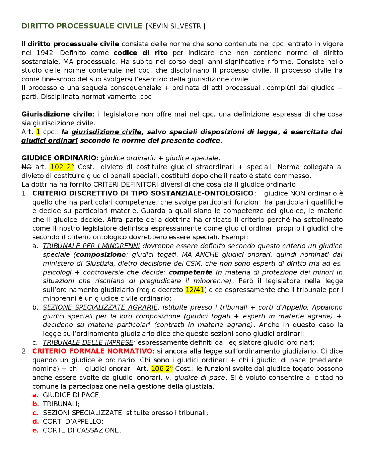 Diritto Processuale Civile Appunti 2019 2020 Appunti Di Diritto