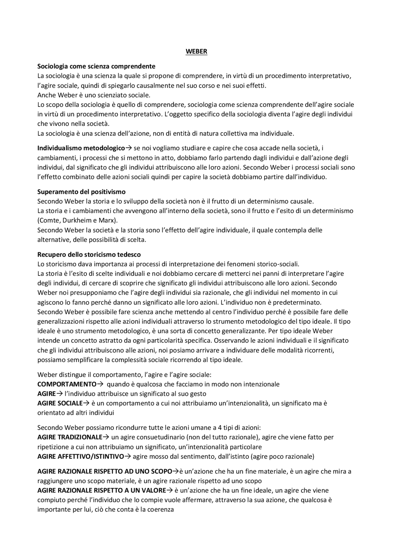 Max Weber: sociologo, filosofo ed economista - Docsity