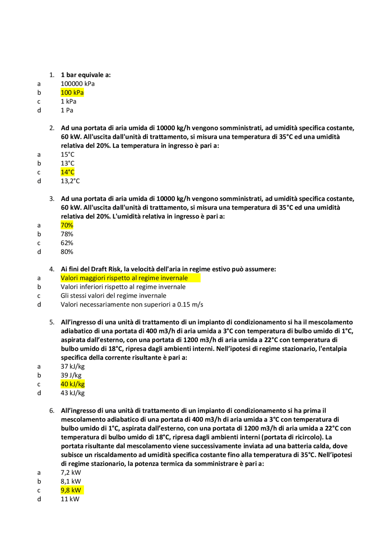 Impianti Termotecnici Aggiornato A Giugno 2022 Tutte Le Domande Docsity