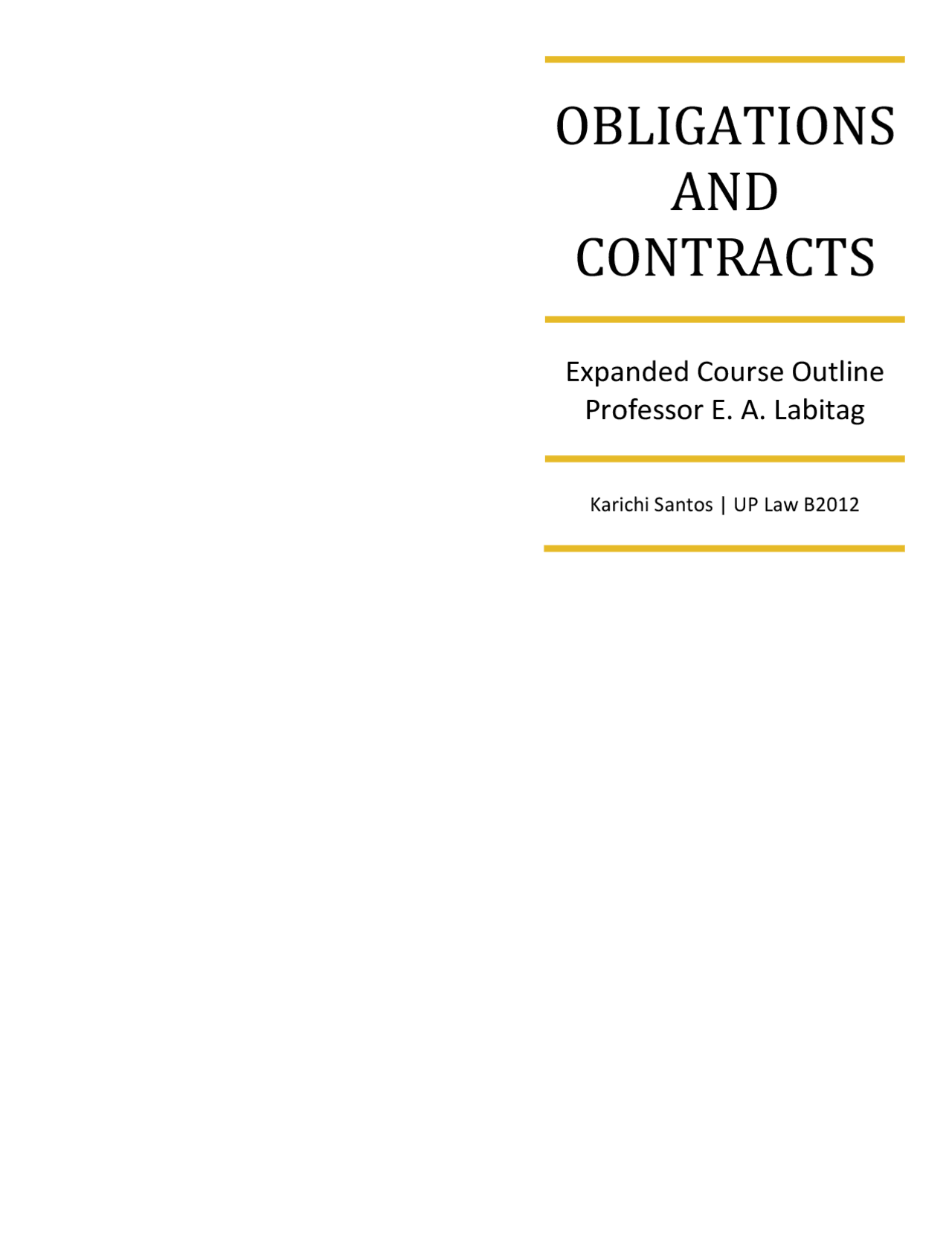 The law of obligations and contract reviewer - Docsity