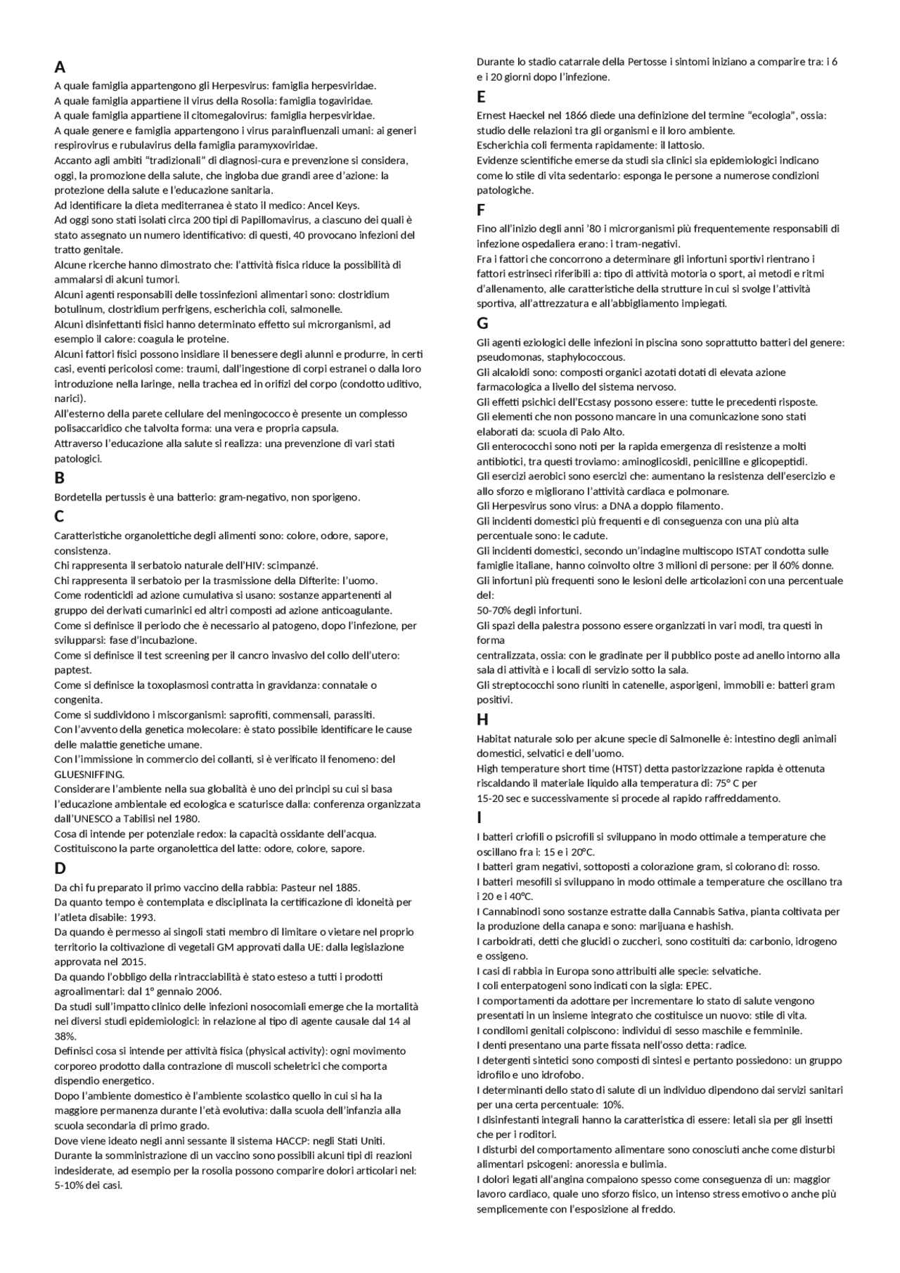 Domande E Risposte Esame Igene Generale E Applicata Unipegaso Docsity