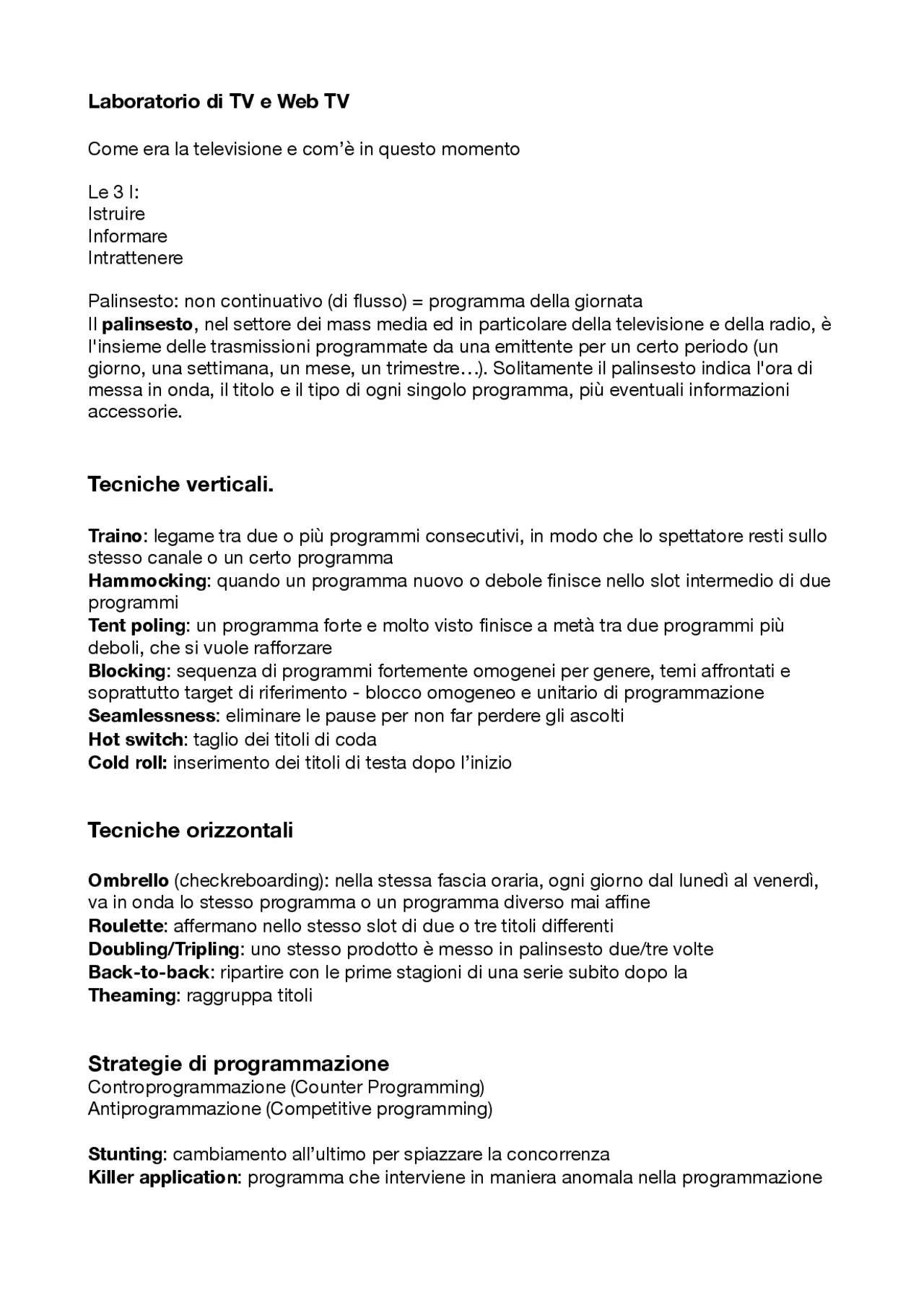 Laboratorio Di Tv E Web Tv Docsity