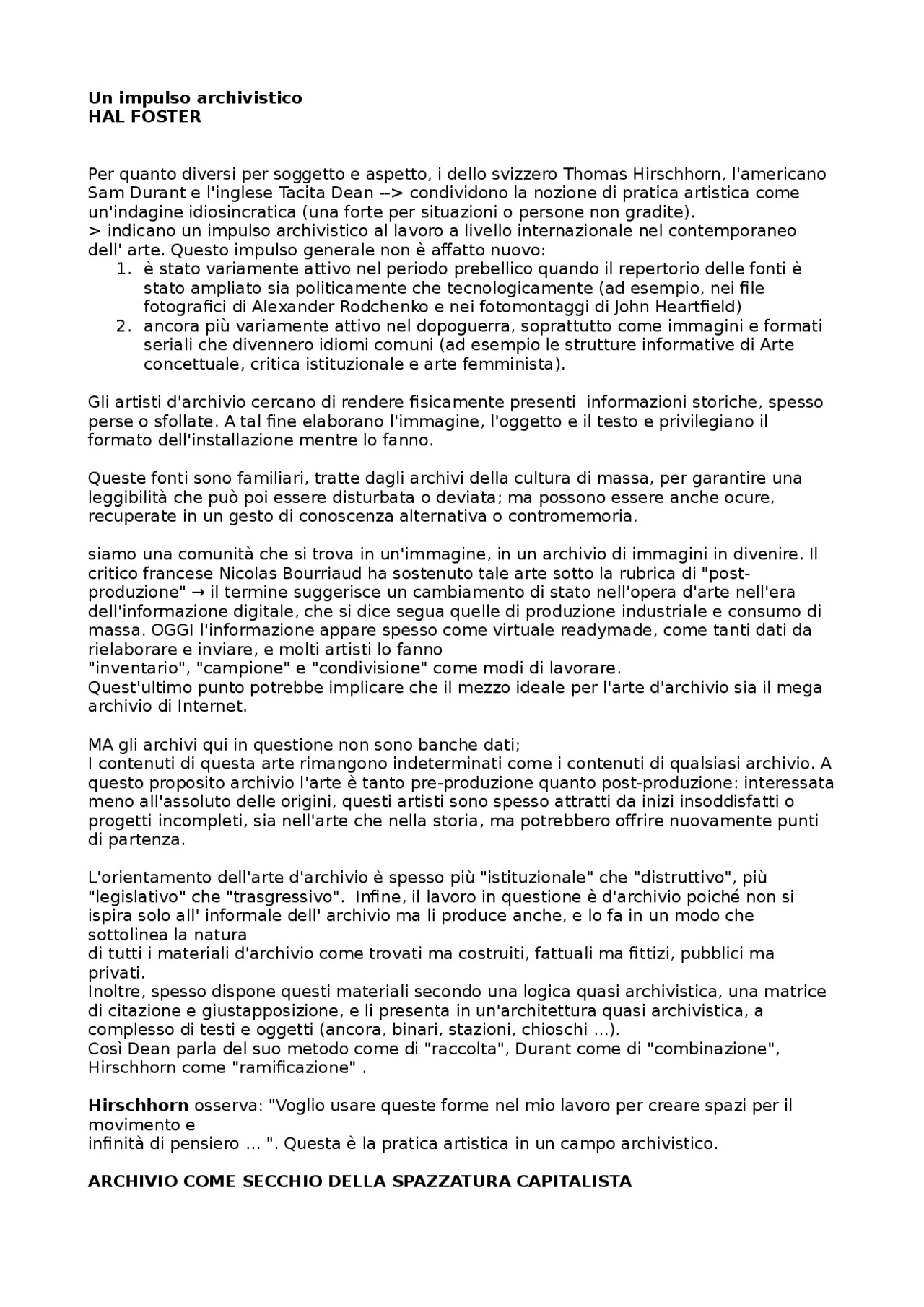 An Archival Impulse Di Foster Docsity