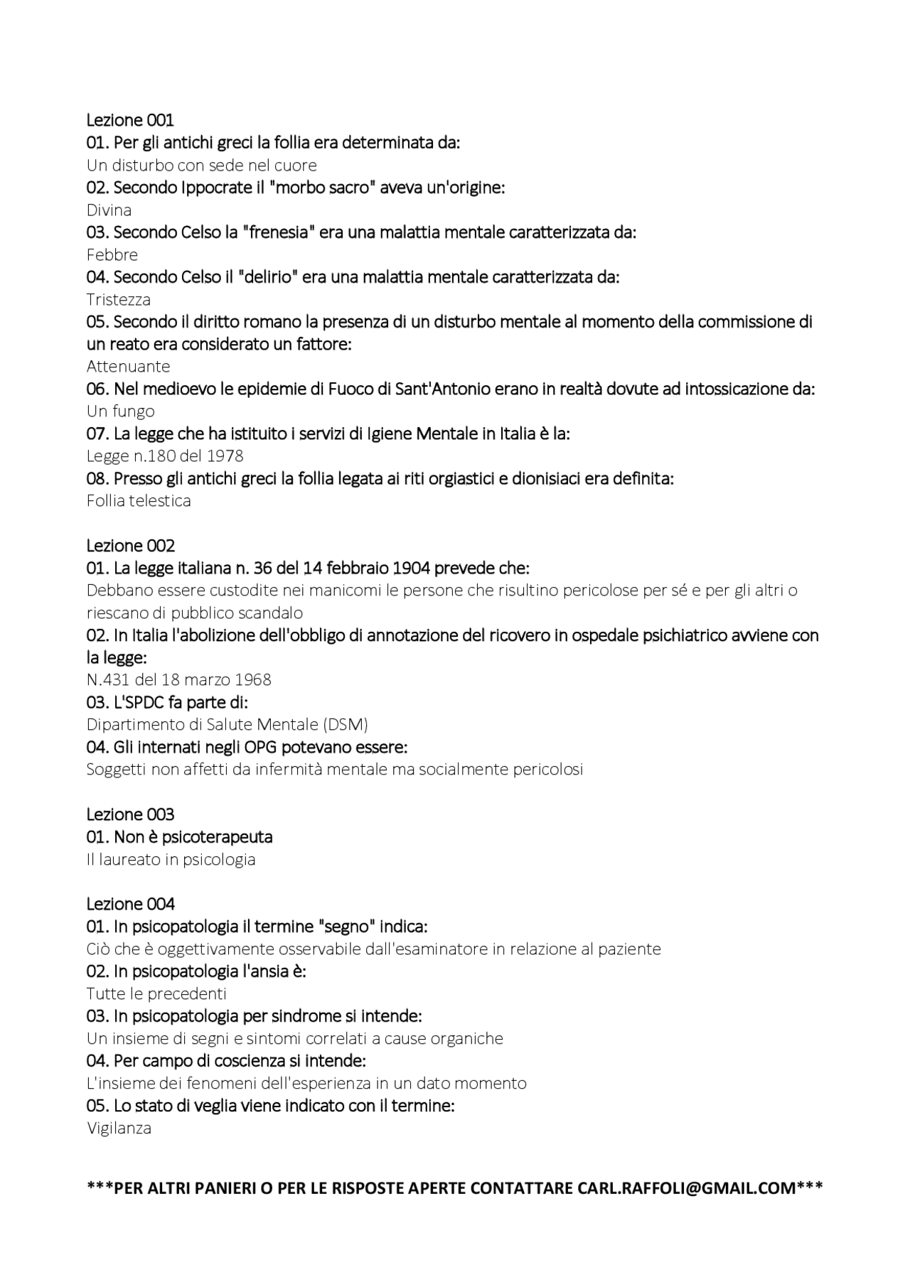 Paniere Scienze Psichiatriche Occhiali V Docsity