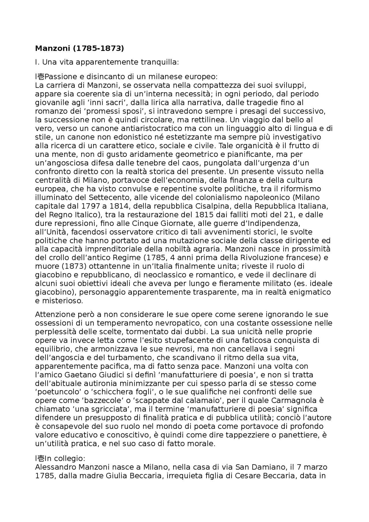 Gino Tellini Manzoni Cap I V Docsity