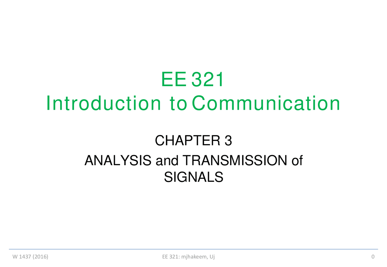 Chapter:3 Analysis and Transmission of Signals | Slides Communication ...