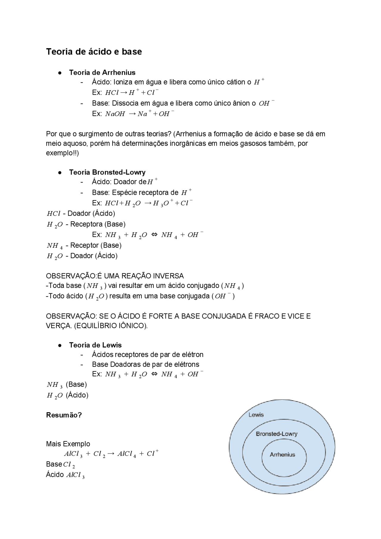 Teoria ácido e base - Docsity