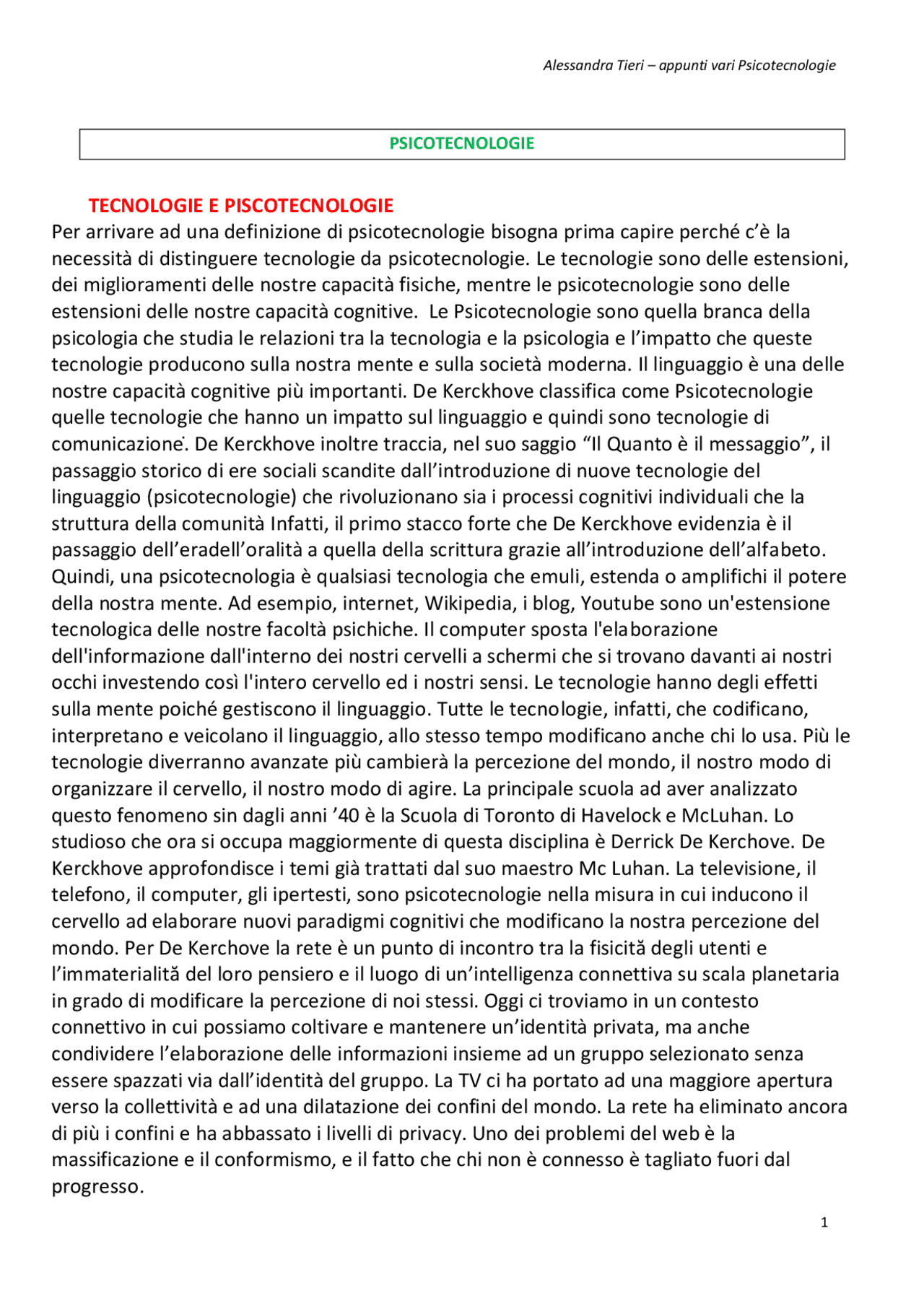 Tecnologie Digitali E Processi Cognitivi Docsity