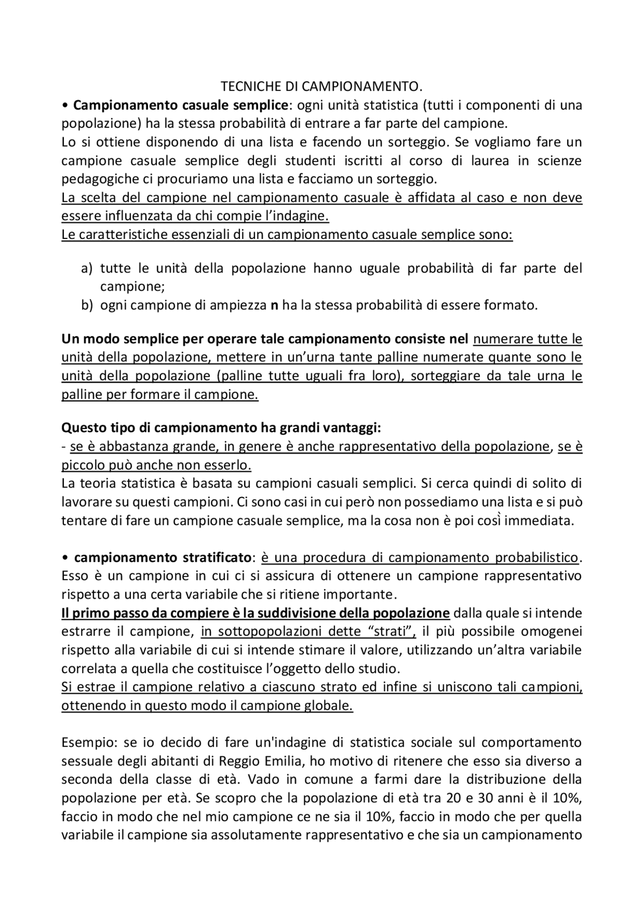 Tecniche Di Campionamento Docsity