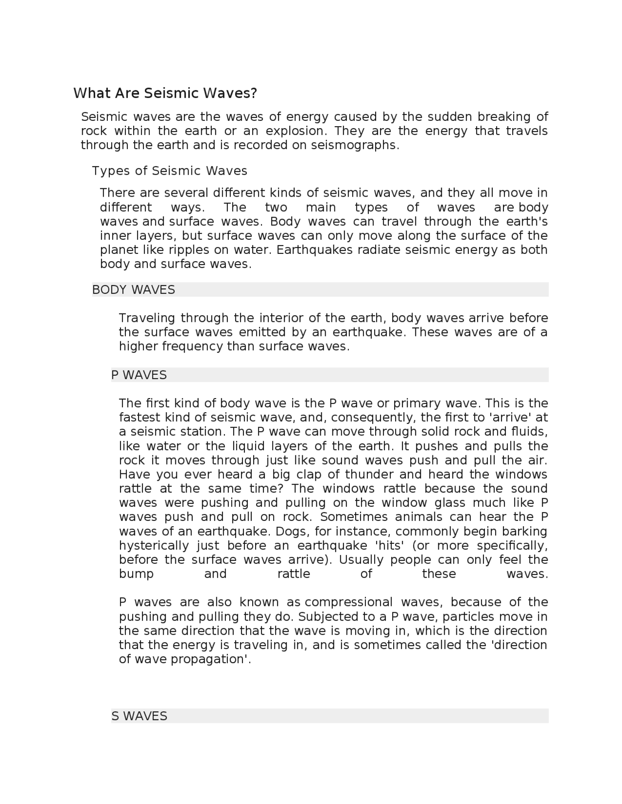 Seismic Waves Learnings Docsity