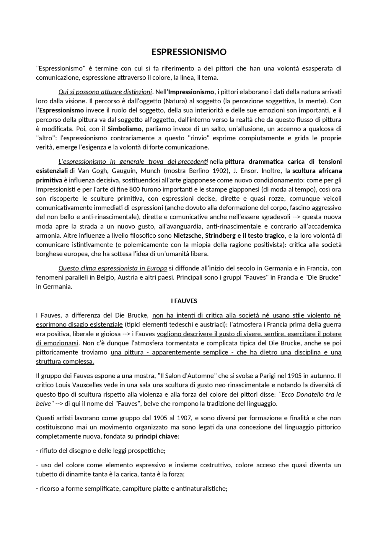 ESPRESSIONISMO IN FRANCIA: i Fauves - Docsity