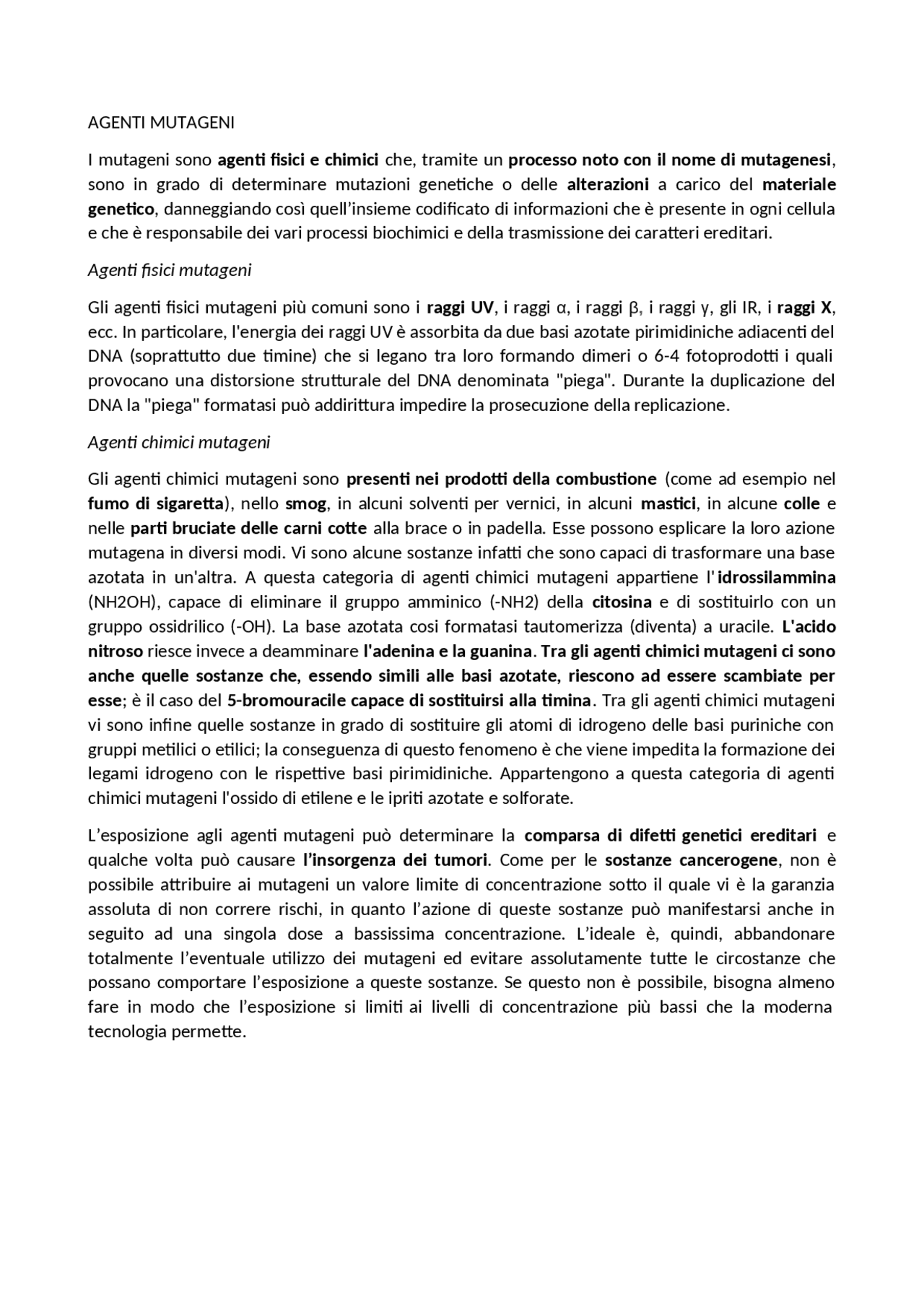 Agenti mutageni.docx - Docsity