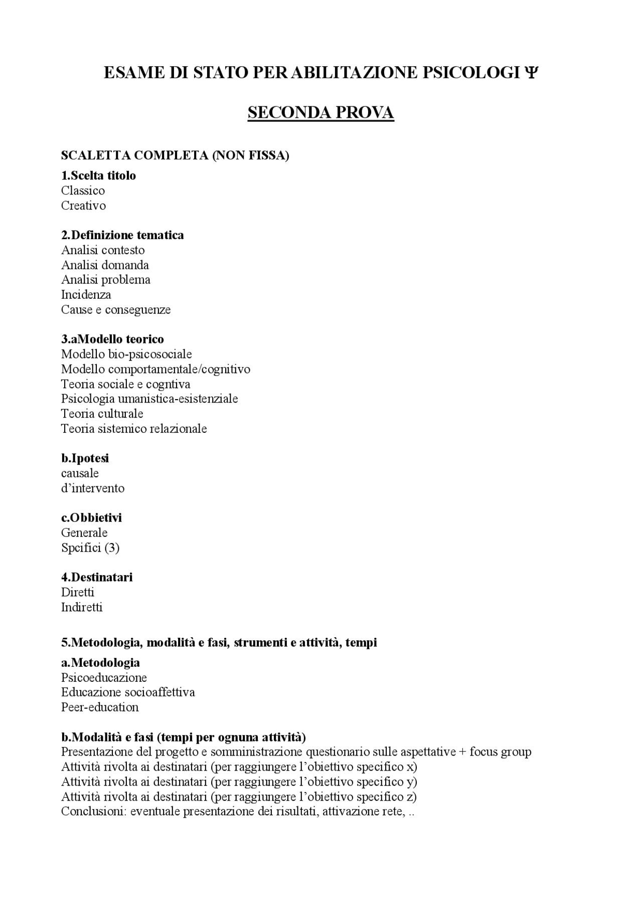 Materiale Seconda Prova Esame Di Stato Psicologia Docsity