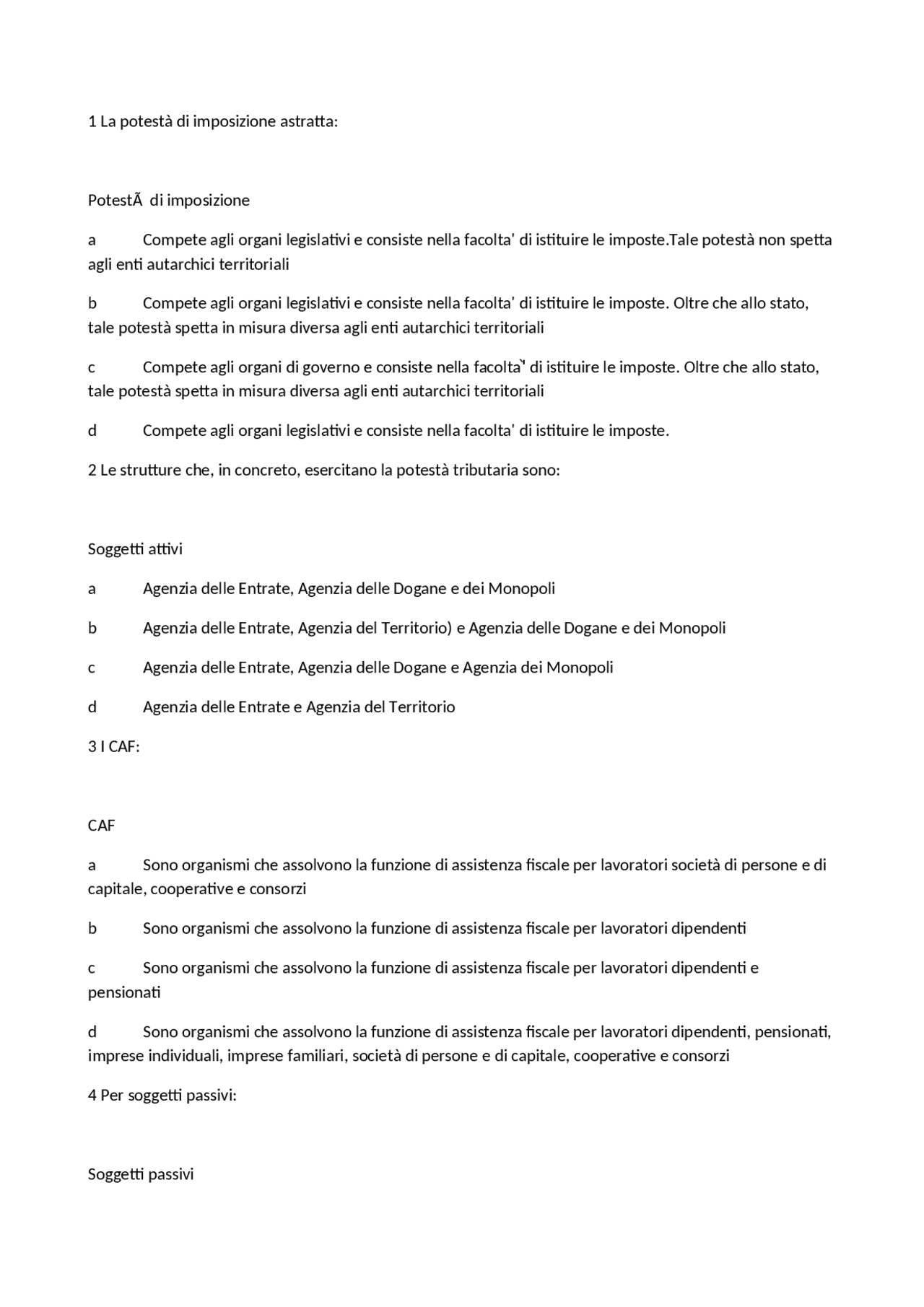 Esame Diritto Tributario Docsity
