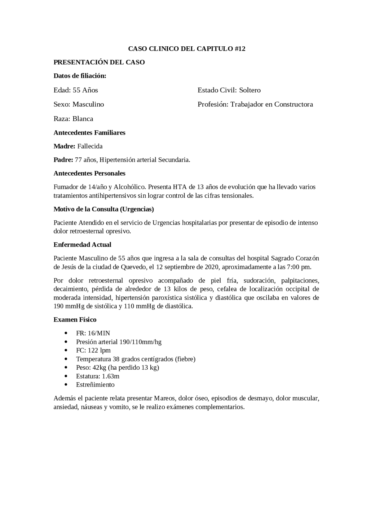 Caso Clinico Feocromocitoma Docsity