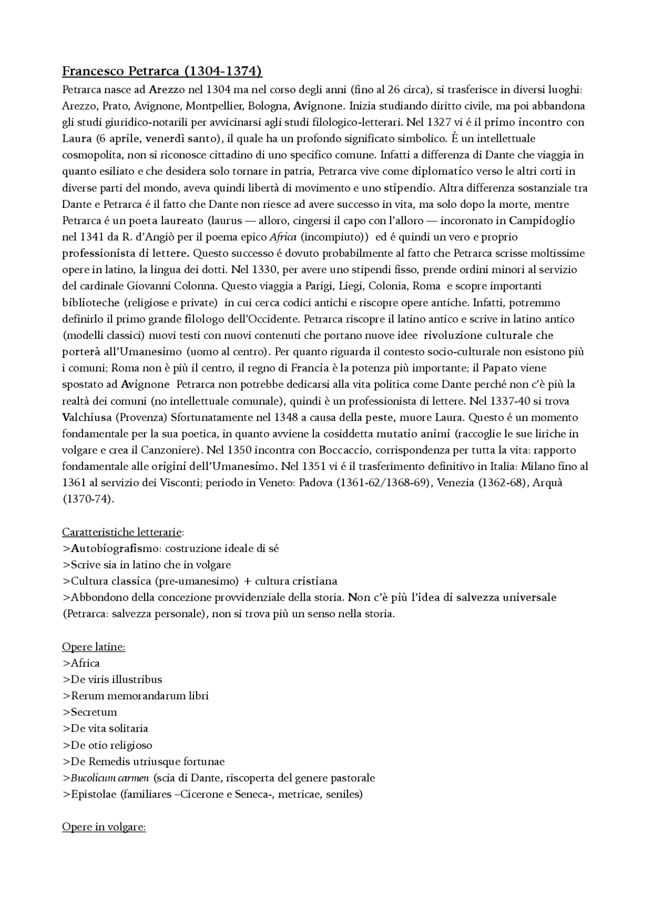 Appunti Letteratura Italiana per esame di Lingue e Letterature ...