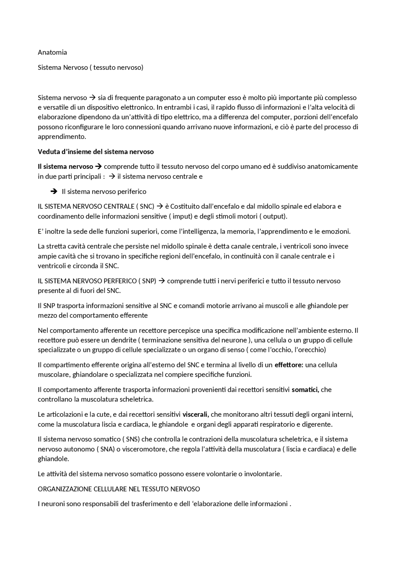 Riassunto Libro Di Anatomia Docsity