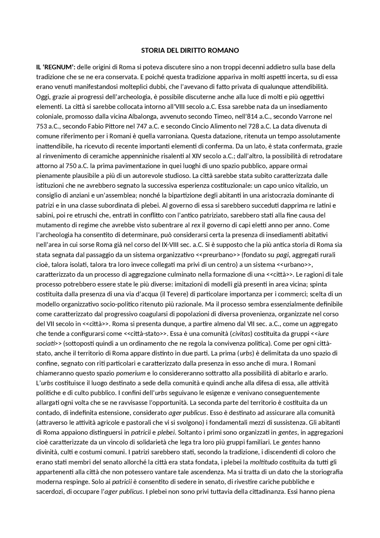 Riassunto Roma E Il Diritto Docsity