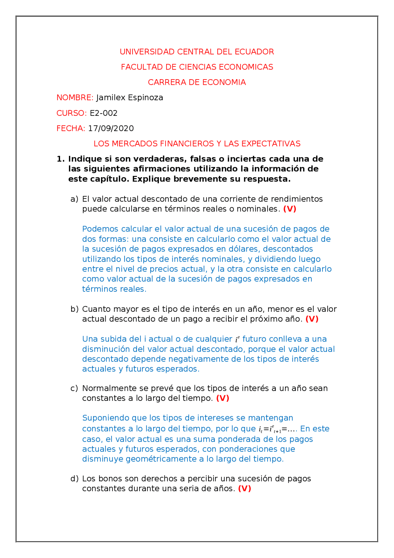 Macroeconomía Ejercicio Docsity