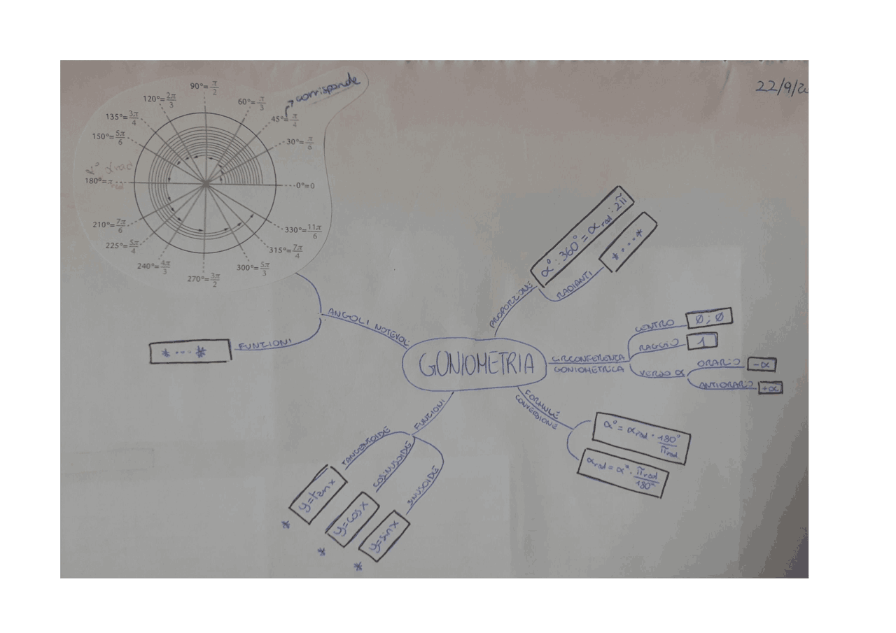 Schema E Formule Sulla Goniometria Formulari Di Matematica Docsity