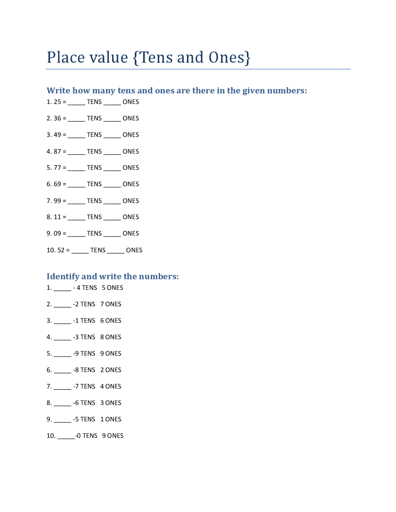 Mathematics Work Sheet Docsity