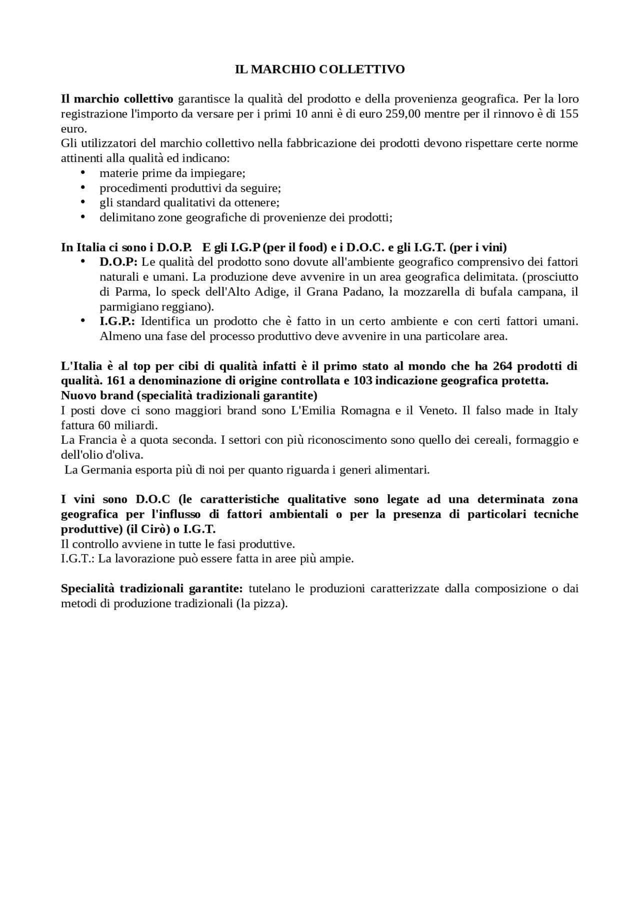 Riassunto I Marchi Collettivi Docsity