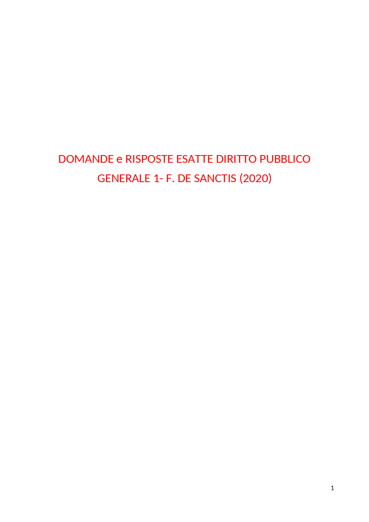 PANIERE 2020 CON RISPOSTE ESATTE di DIRITTO PUBBLICO GENERALE 1 - Prof ...