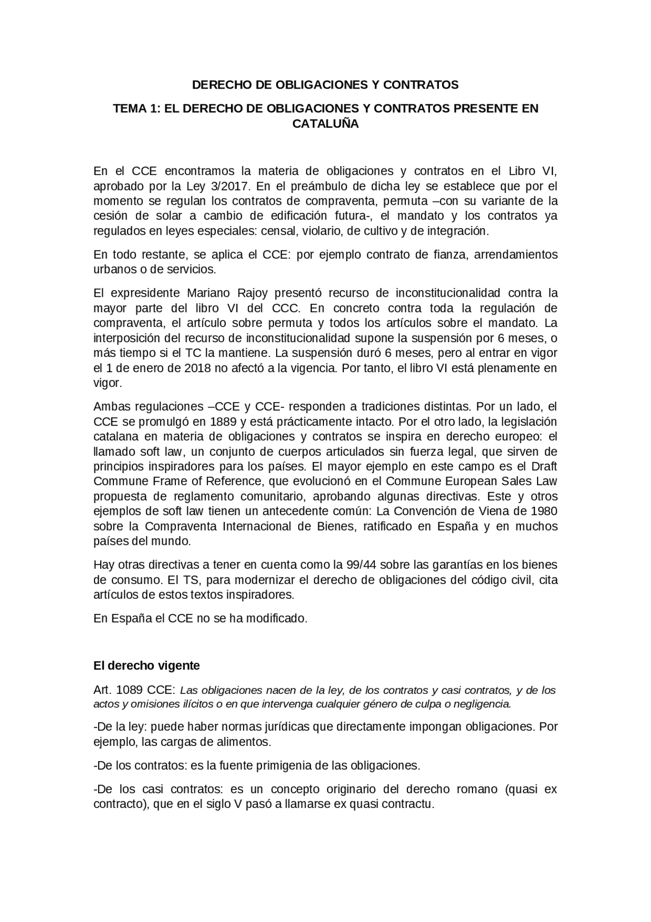 Apunts Complets Obligacions I Contractes Docsity
