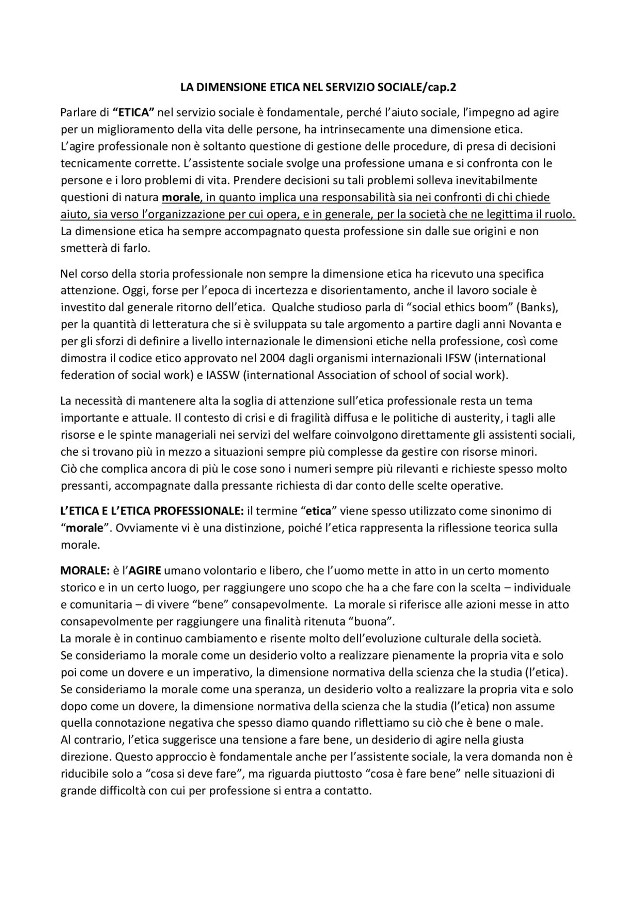 La Dimensione Etica Nel Servizio Sociale Docsity
