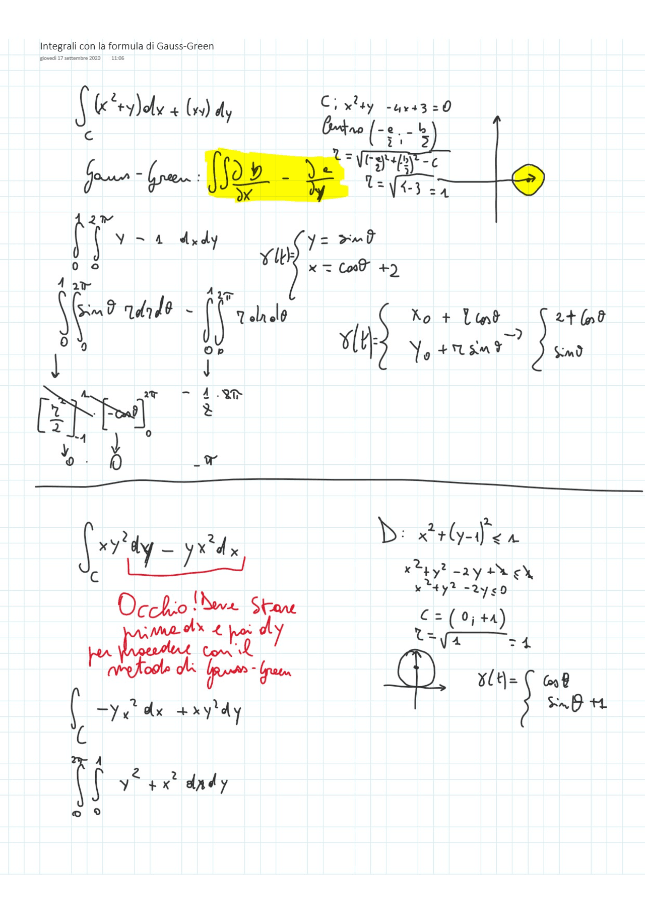 Esempi Svolti Integrali Gauss Green Docsity