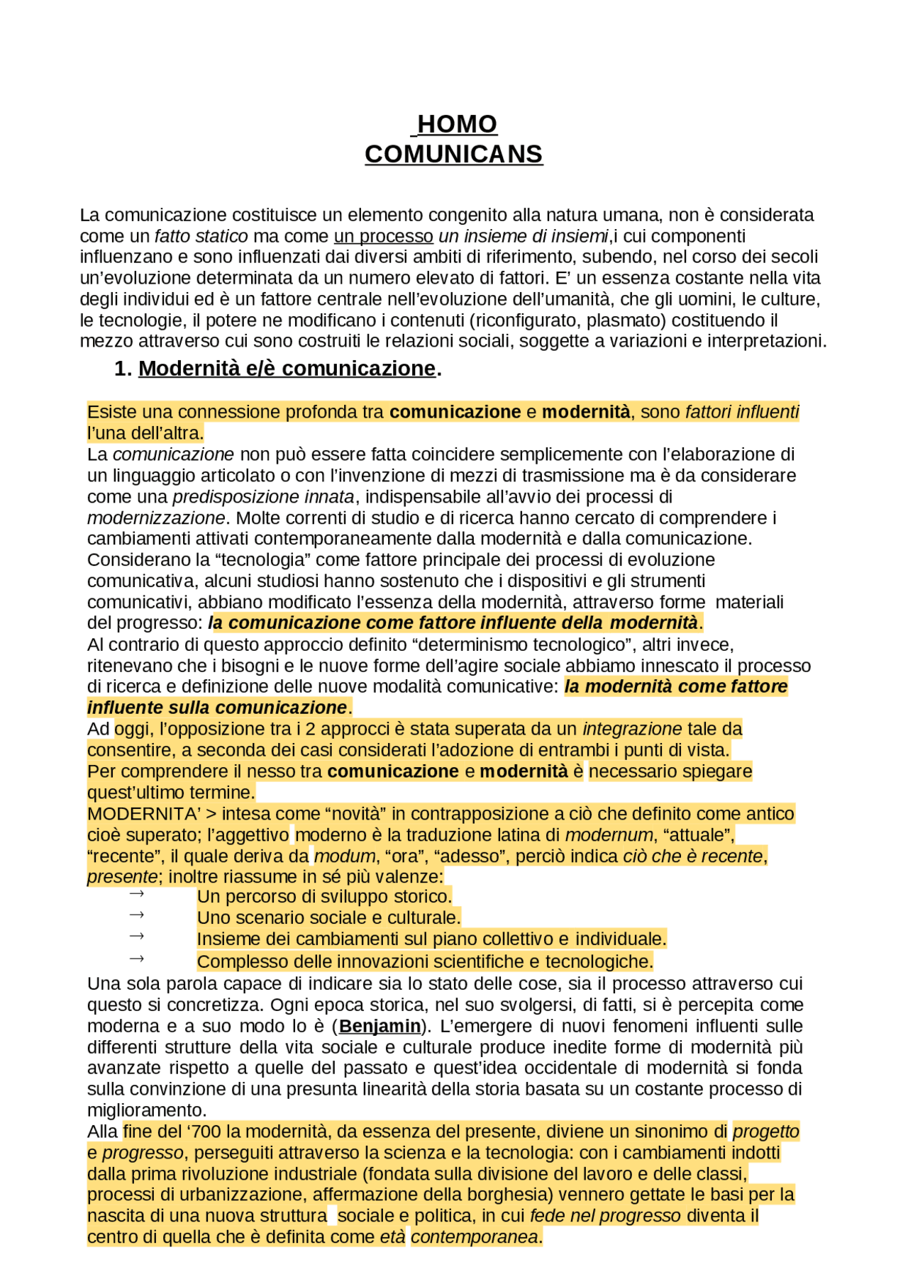 Riassunto Homo Communicans Docsity