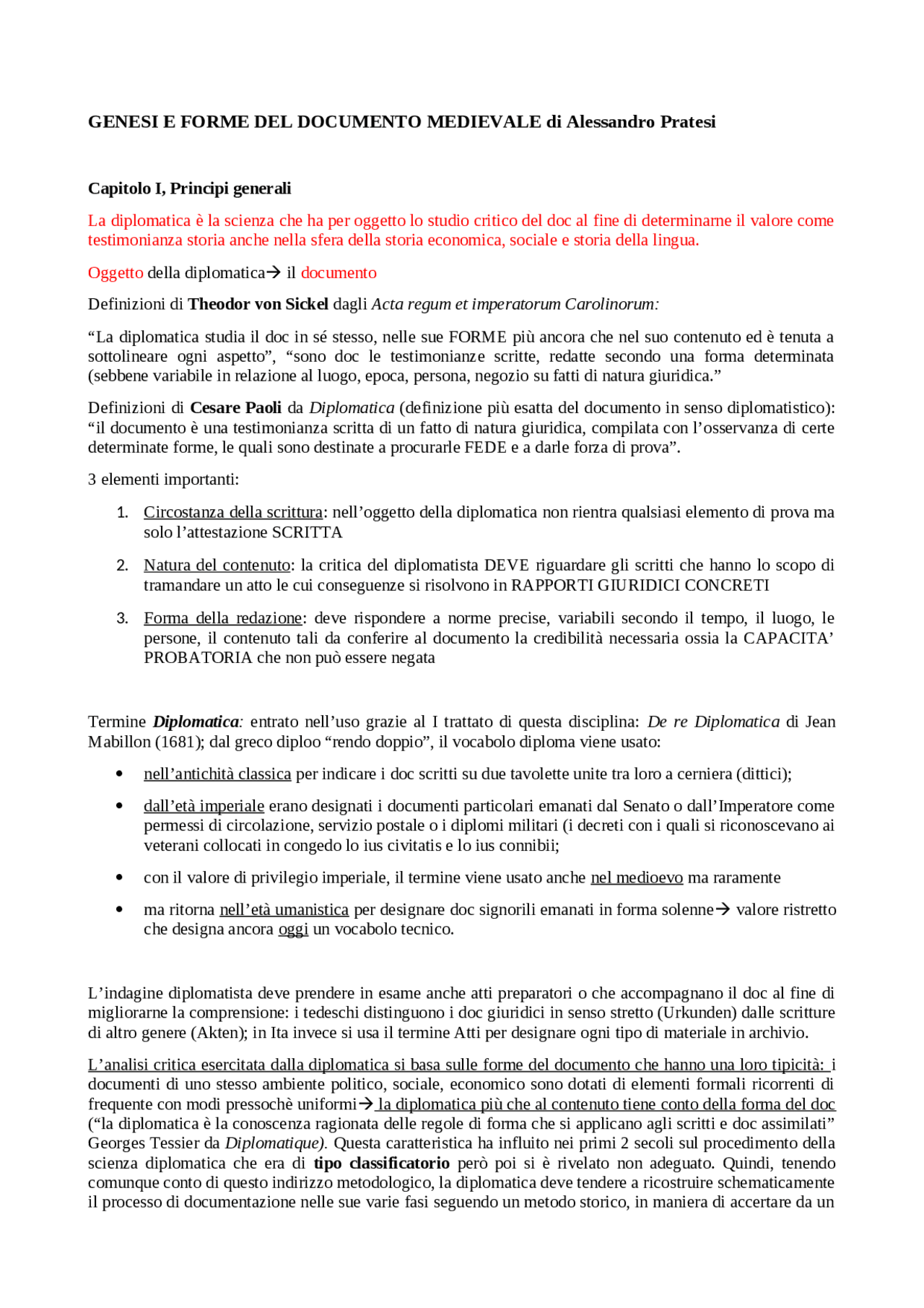 Genesi E Forme Del Documento Medievale Di Alessandro Pratesi Appunti